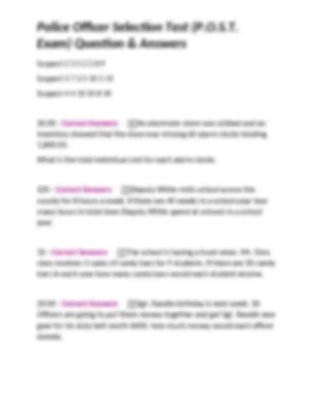 Police Officer Selection Test (P.O.S.T. Exam) Question & Answers ...