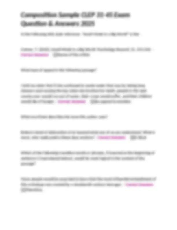 Composition Sample CLEP 31-45 Exam Question & Answers 2025 | Exams ...