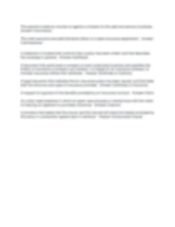 MD Insurance Exam - Life Insurance: Definitions and Concepts | Exams Insurance Economics | Docsity