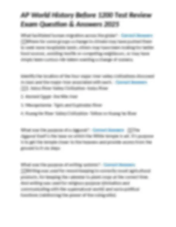 AP World History Before 1200 Test Review: Exam Questions & Answers 2025 ...