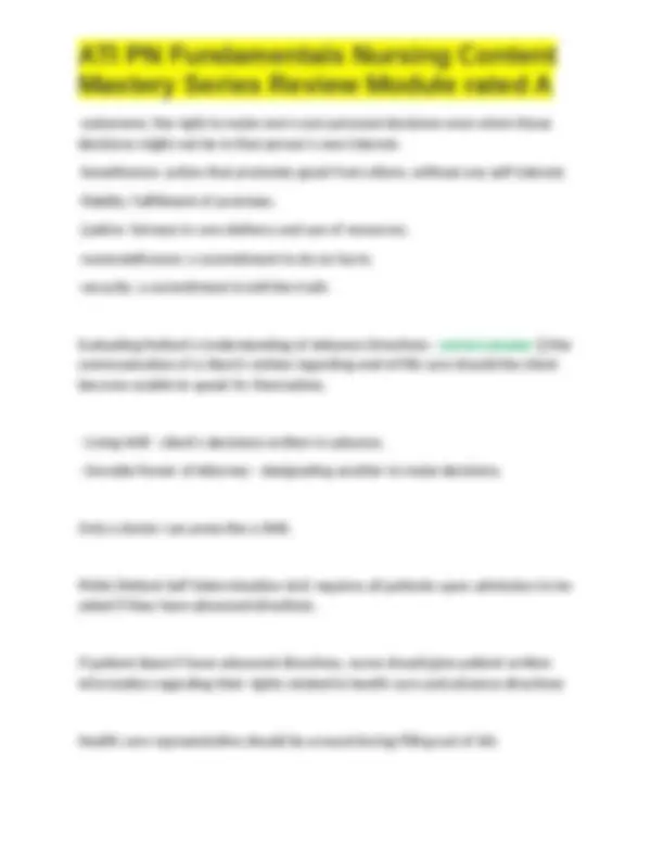 ATI PN Fundamentals Nursing Content Mastery Series Review Module rated ...