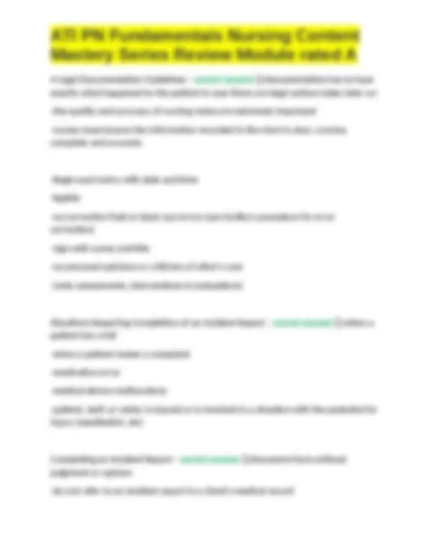ATI PN Fundamentals Nursing Content Mastery Series Review Module rated ...