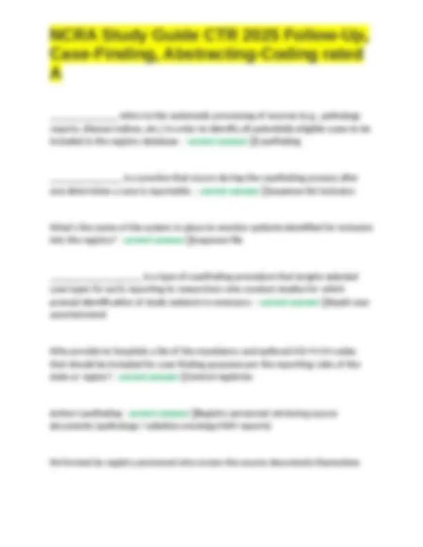 NCRA Study Guide CTR 2025: Follow-Up, Case-Finding, Abstracting-Coding ...