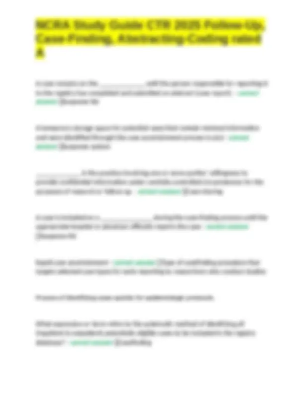 NCRA Study Guide CTR 2025: Follow-Up, Case-Finding, Abstracting-Coding ...