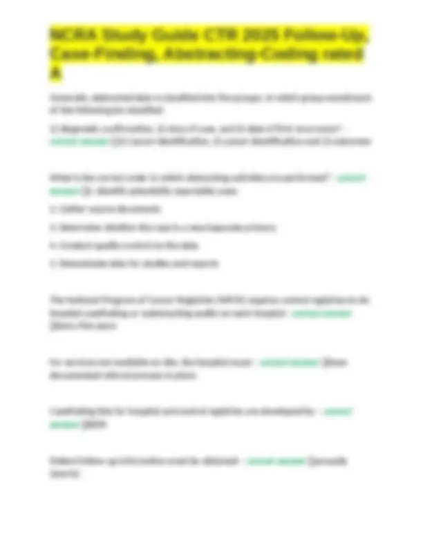 NCRA Study Guide CTR 2025: Follow-Up, Case-Finding, Abstracting-Coding ...