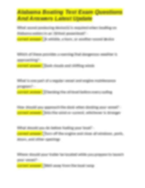 Alabama Boating Test Exam Questions and Answers | Exams Engineering ...