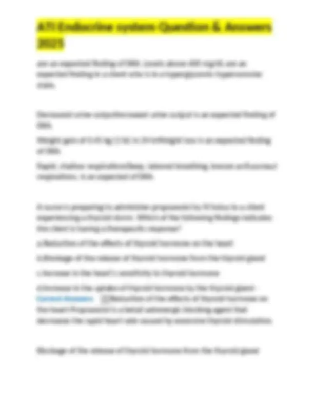 Endocrine System: Multiple Choice Questions and Answers | Exams Nursing ...