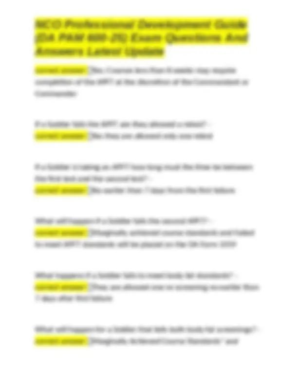 NCO Professional Development Guide (DA PAM 600-25) Exam Questions and ...