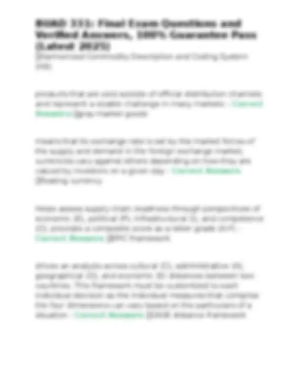 BUAD 331: International Trade & Supply Chain Management Exam | Exams ...