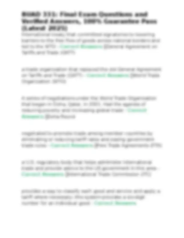 Buad 331 International Trade Supply Chain Management Exam Exams