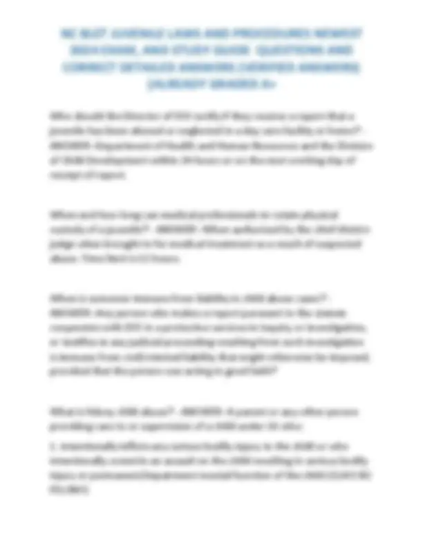 NC BLET Juvenile Laws and Procedures: Exam and Study Guide Questions ...