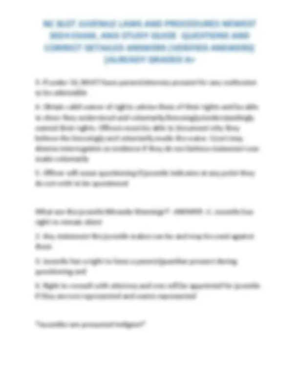 NC BLET Juvenile Laws and Procedures: Exam and Study Guide Questions ...