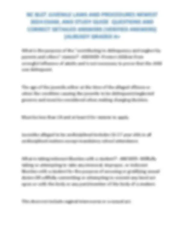 NC BLET Juvenile Laws and Procedures: Exam and Study Guide Questions ...