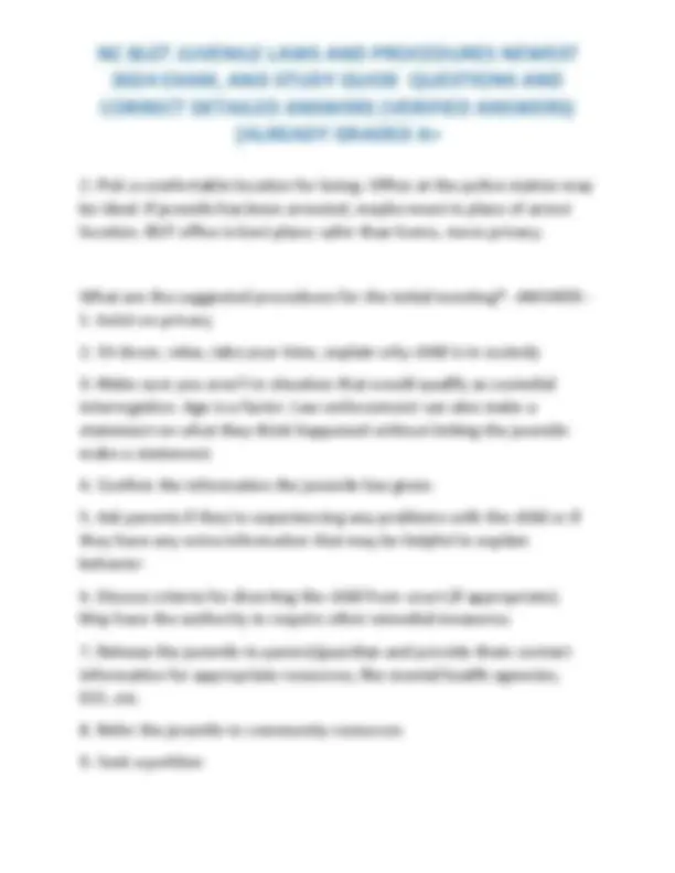 NC BLET Juvenile Laws and Procedures: Exam and Study Guide Questions ...