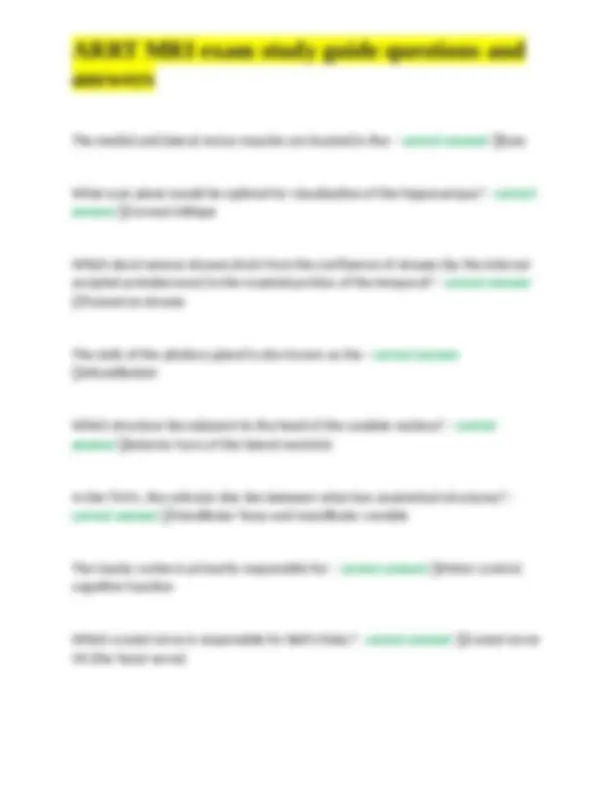 ARRT MRI Exam Study Guide: Questions and Answers | Exams Medicine | Docsity