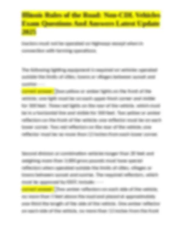 Illinois Rules of the Road: Non-CDL Vehicles Exam Questions And Answers ...