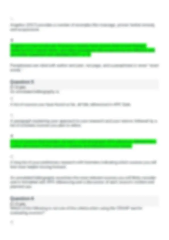 APA Style and In-Text Citation: Multiple Choice Quiz | Quizzes English ...