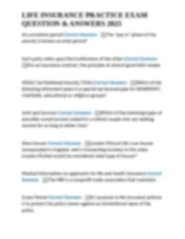 Life Insurance Practice Exam: Questions & Answers 2025 | Exams Nursing ...