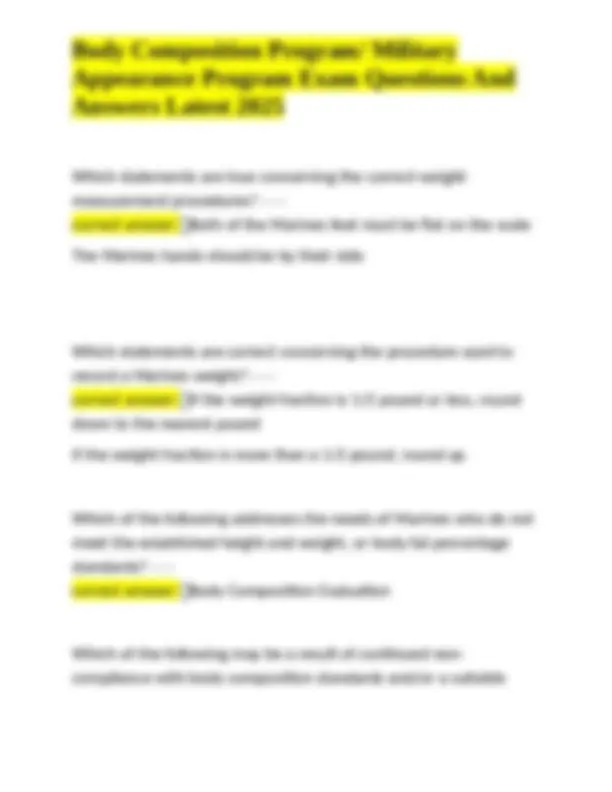 Body Composition Program/Military Appearance Program Exam Questions and ...
