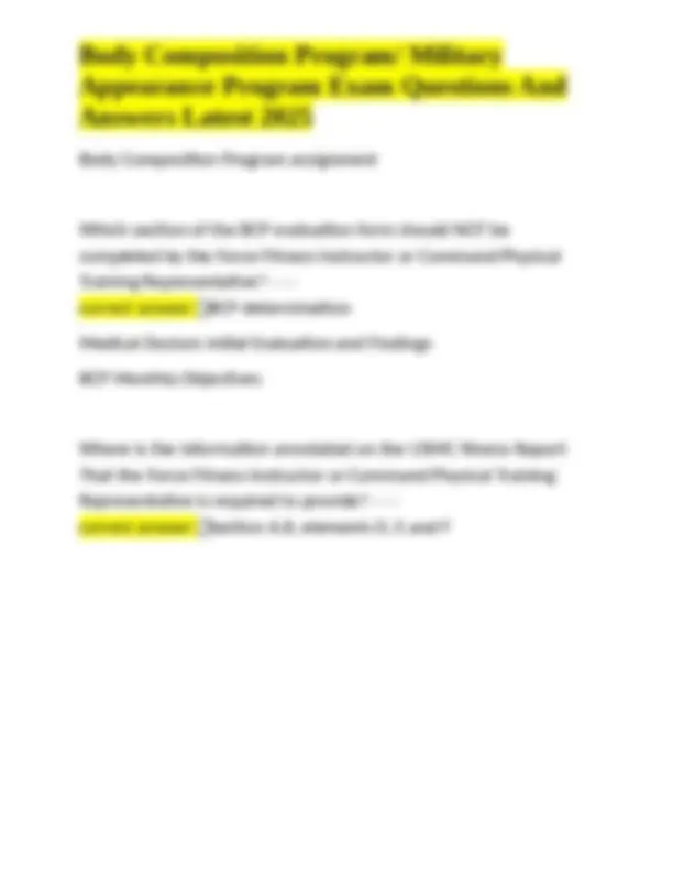 Body Composition Program/Military Appearance Program Exam Questions and ...