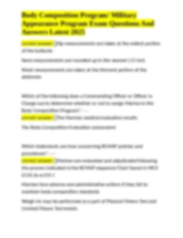 Body Composition Program/Military Appearance Program Exam Questions and ...