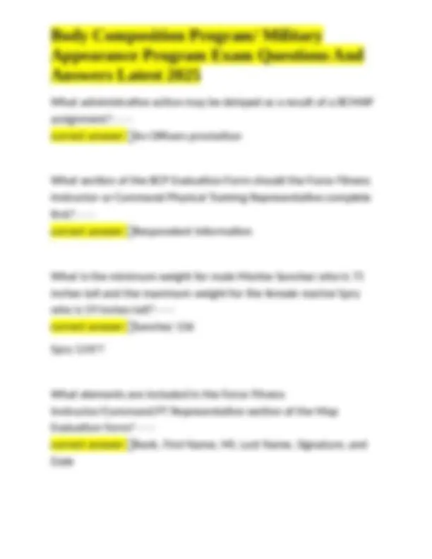 Body Composition Program/Military Appearance Program Exam Questions and ...