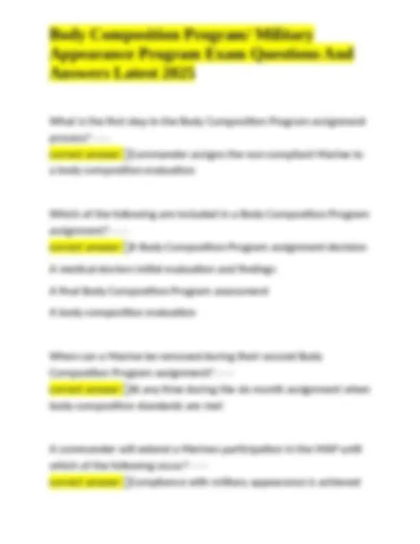 Body Composition Program/Military Appearance Program Exam Questions and ...