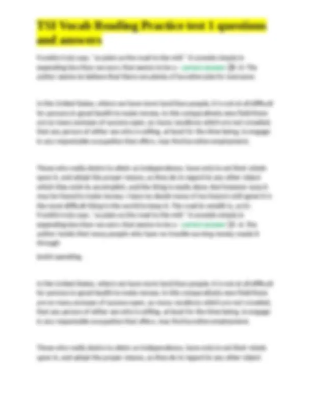 TSI Vocab Reading Practice Test 1: Questions and Answers | Exams ...