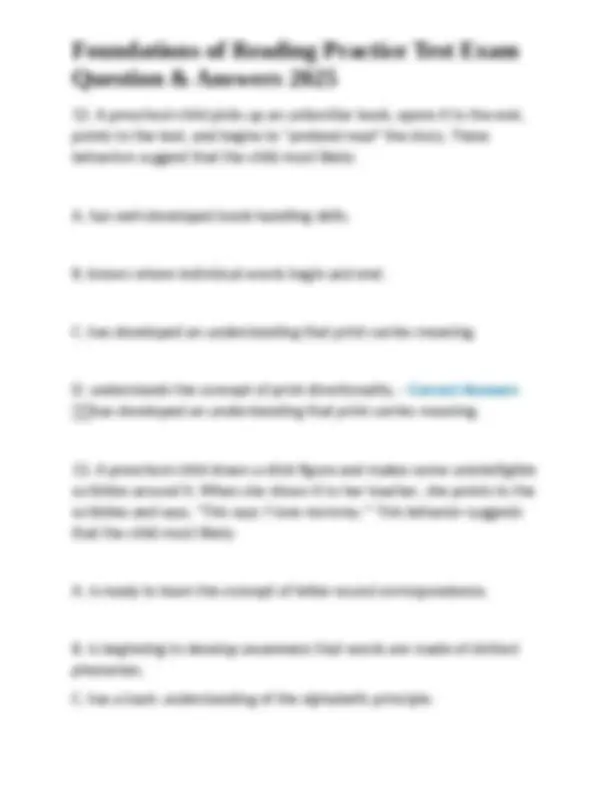 Foundations of Reading Practice Test Exam: Questions and Answers ...