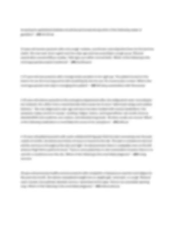 Medical Case Scenarios: Diagnosis and Treatment | Exams Nursing | Docsity