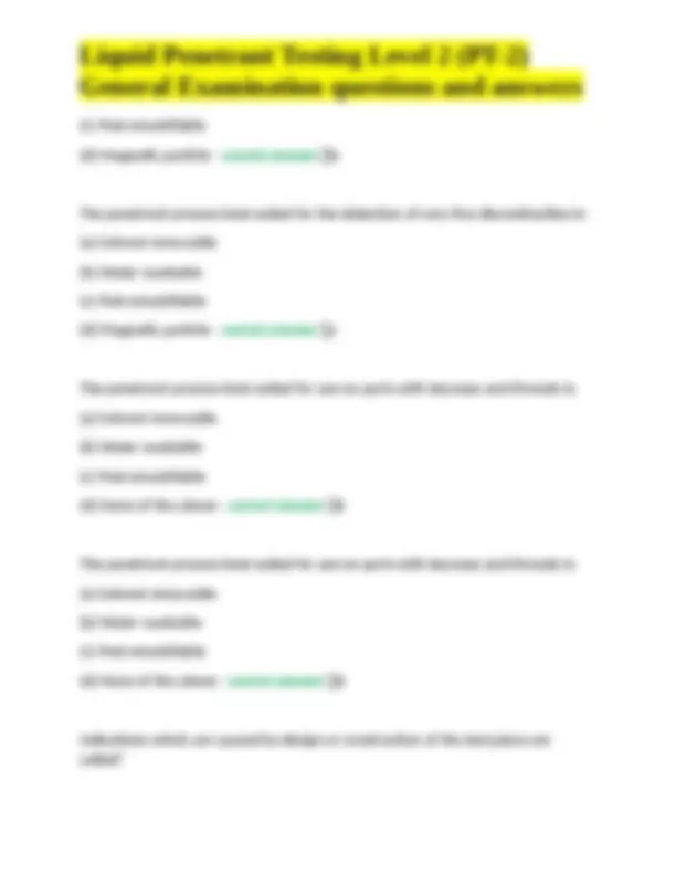 Liquid Penetrant Testing Level 2 (PT-2) General Examination Questions ...