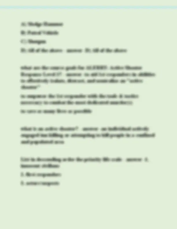 ALERRT Active Shooter Response Level 1 Exam | Exams Nursing | Docsity