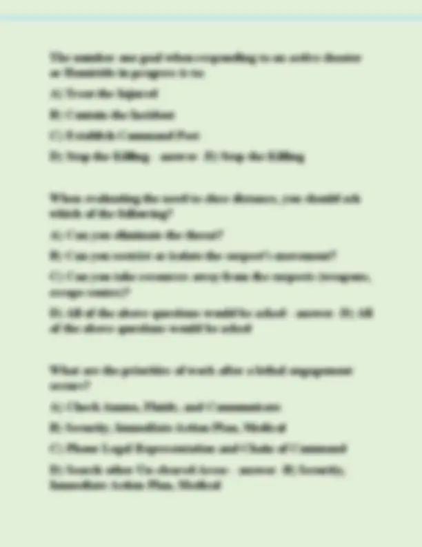 ALERRT Active Shooter Response Level 1 Exam | Exams Nursing | Docsity