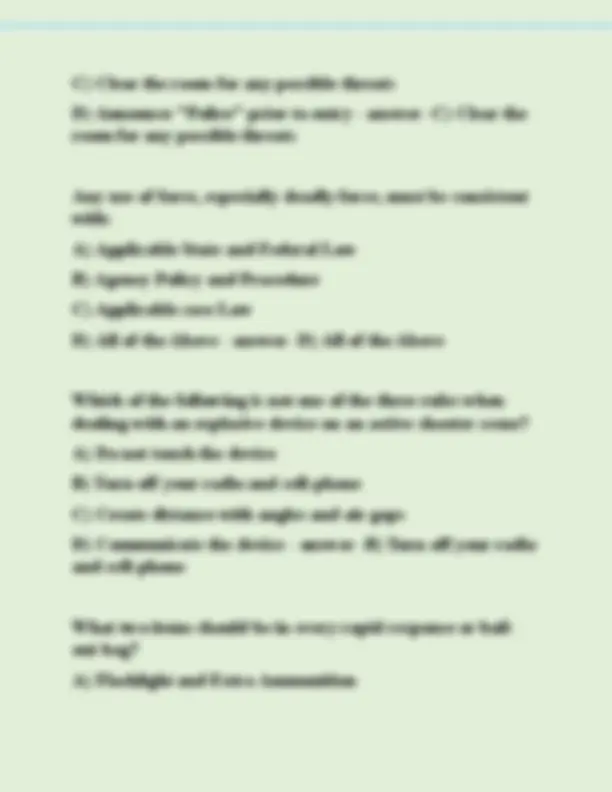 ALERRT Active Shooter Response Level 1 Exam | Exams Nursing | Docsity