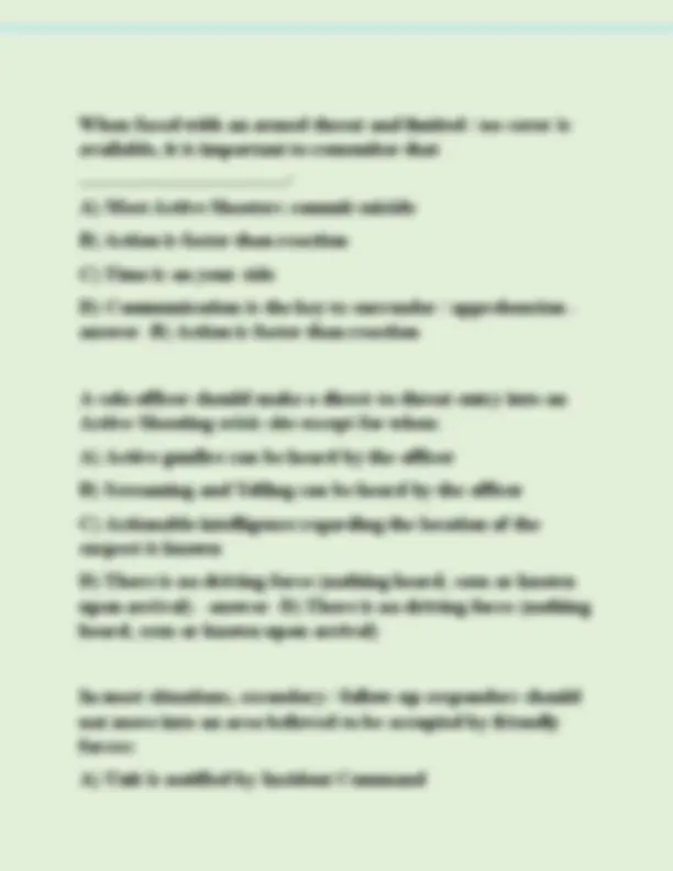 ALERRT Active Shooter Response Level 1 Exam | Exams Nursing | Docsity