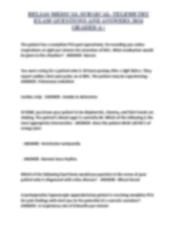RELIAS MEDICAL SURGICAL-TELEMETRY EXAM | Exams Community Health | Docsity