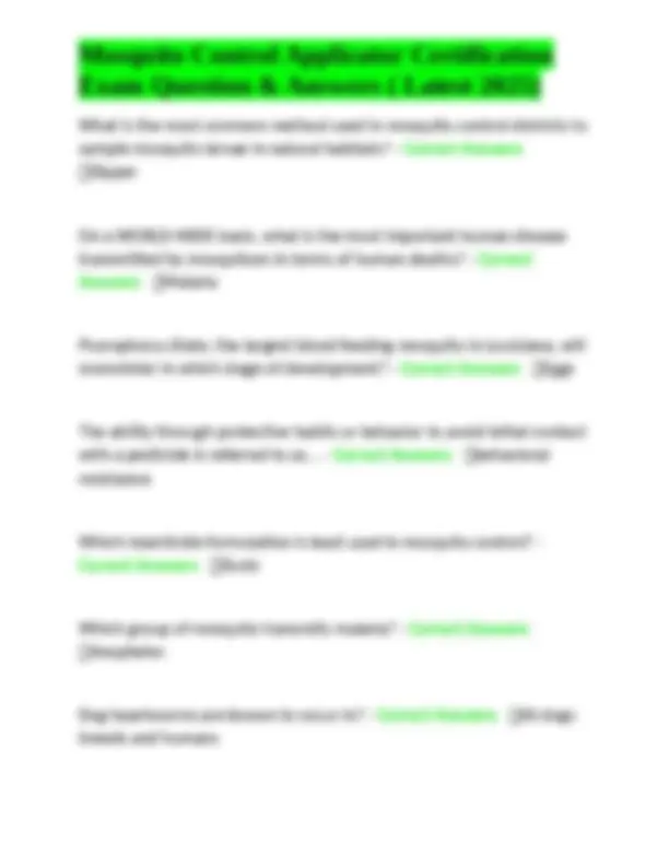 Mosquito Control Applicator Certification Exam Question & Answers ...