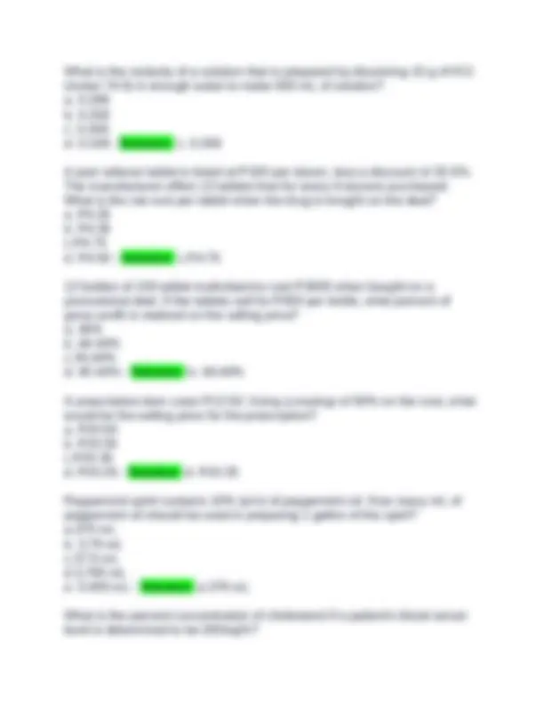 Pharmaceutical Calculations Final Test: Questions and Answers | Exams ...