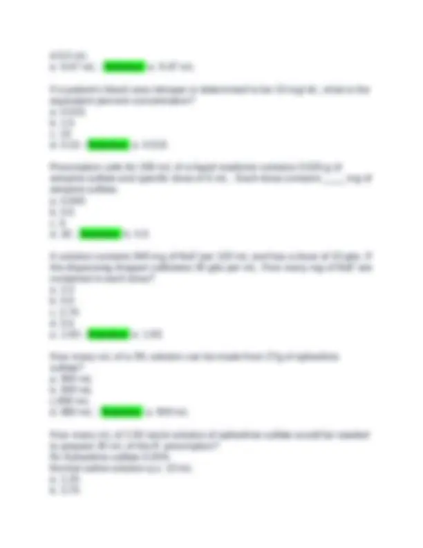 Pharmaceutical Calculations Final Test: Questions and Answers | Exams ...