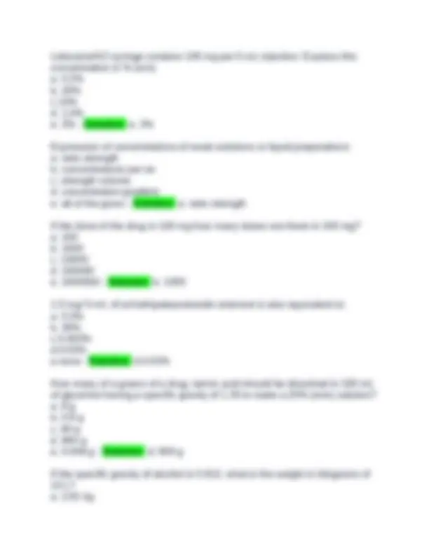 Pharmaceutical Calculations Final Test: Questions and Answers | Exams ...
