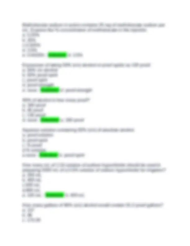 Pharmaceutical Calculations Final Test: Questions and Answers | Exams ...