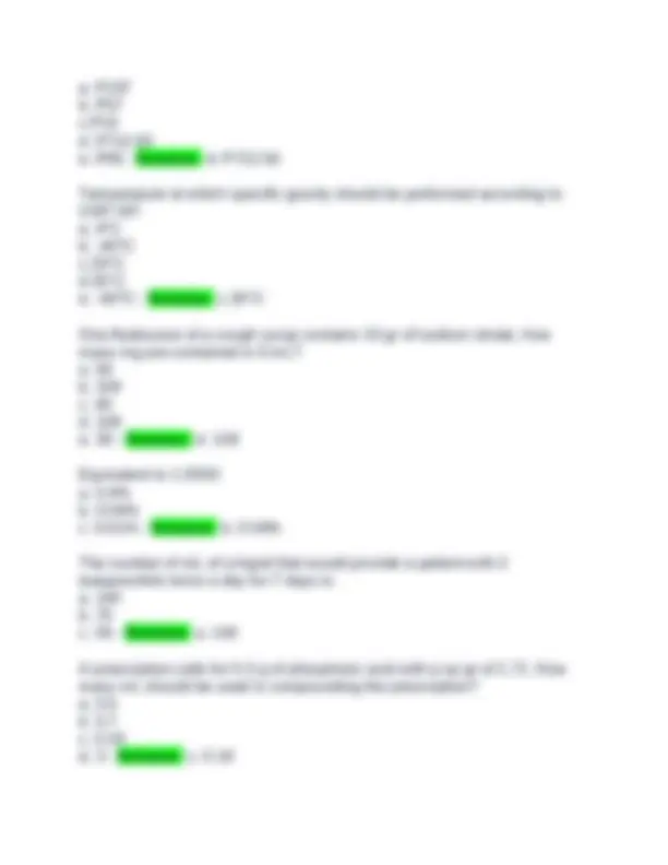 Pharmaceutical Calculations Final Test: Questions and Answers | Exams ...
