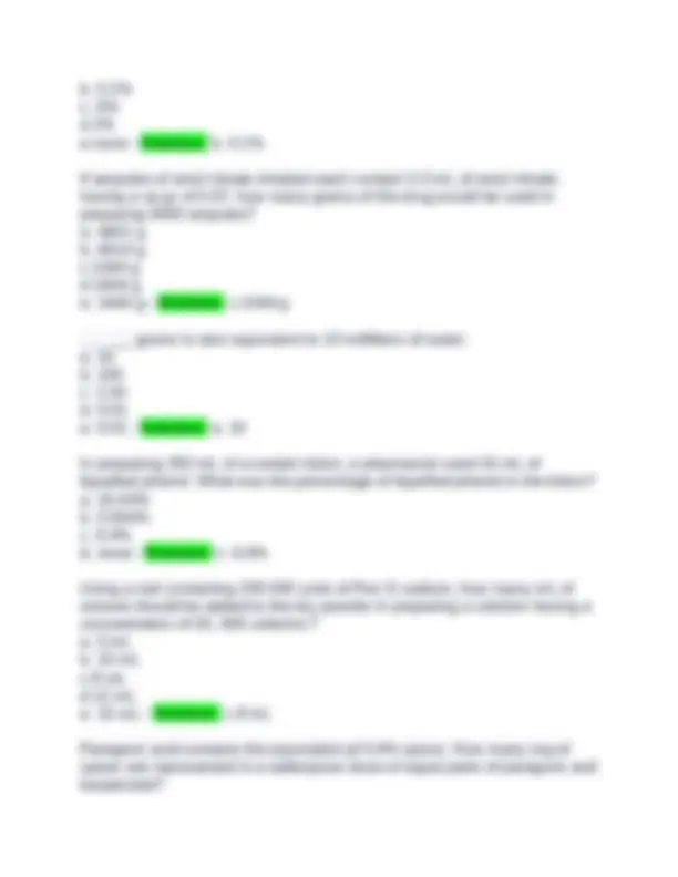 Pharmaceutical Calculations Final Test: Questions and Answers | Exams ...