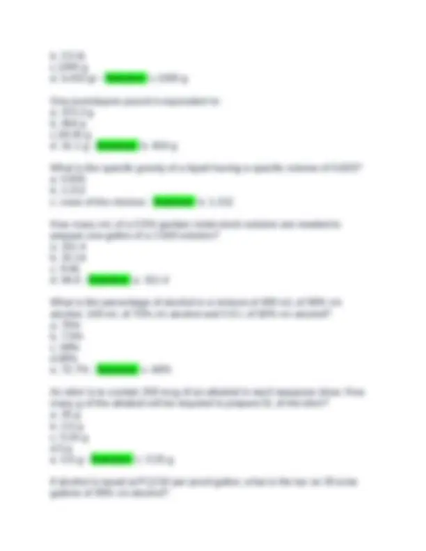 Pharmaceutical Calculations Final Test: Questions and Answers | Exams ...