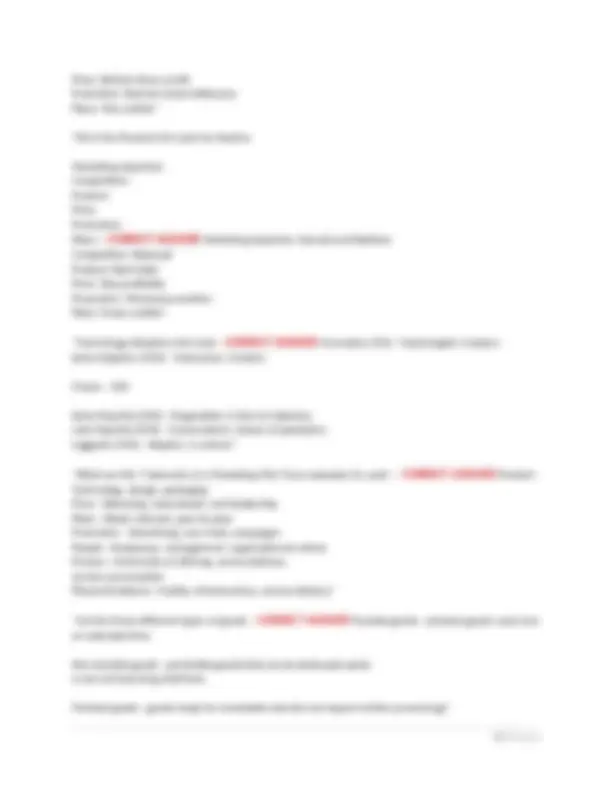 Product Management and Marketing: Exercises and Questions | Exams Product Development | Docsity