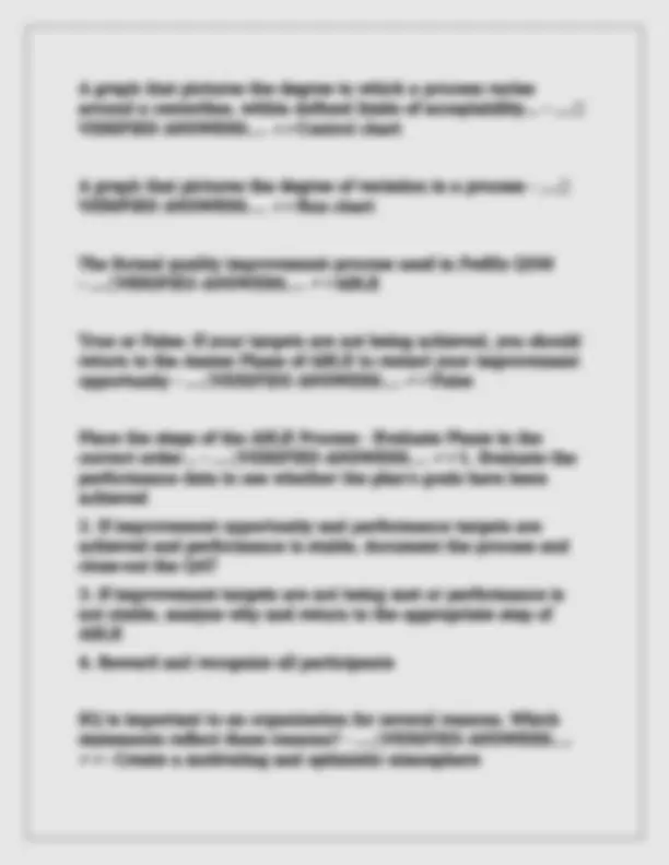QDM Study Questions with answers | Exams Quality Management | Docsity