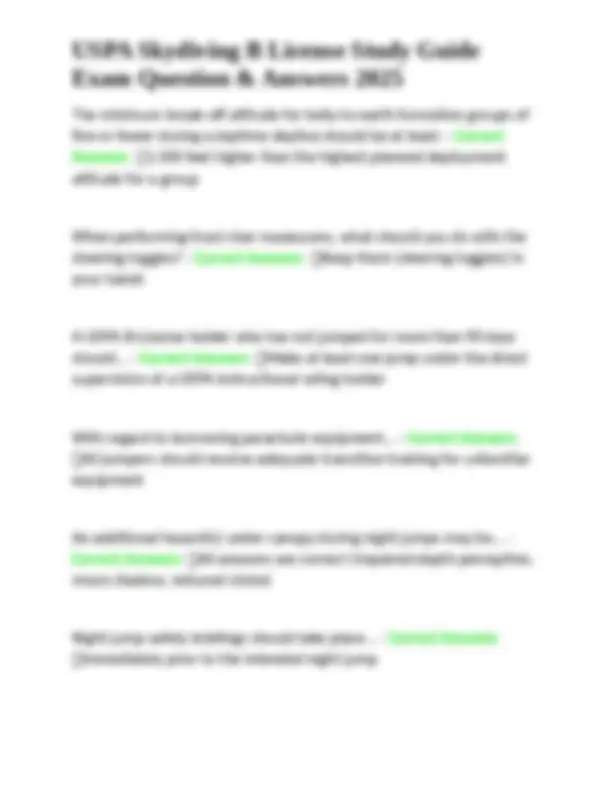 USPA Skydiving B License Study Guide: Exam Questions and Answers ...
