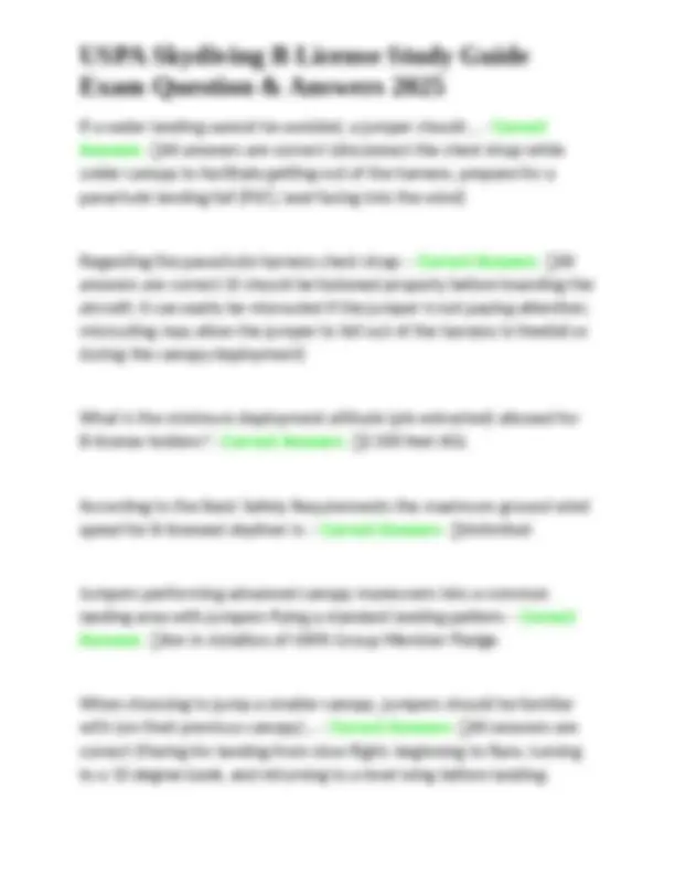 USPA Skydiving B License Study Guide: Exam Questions and Answers ...