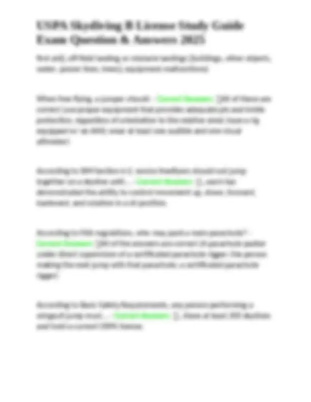 USPA Skydiving B License Study Guide: Exam Questions and Answers ...