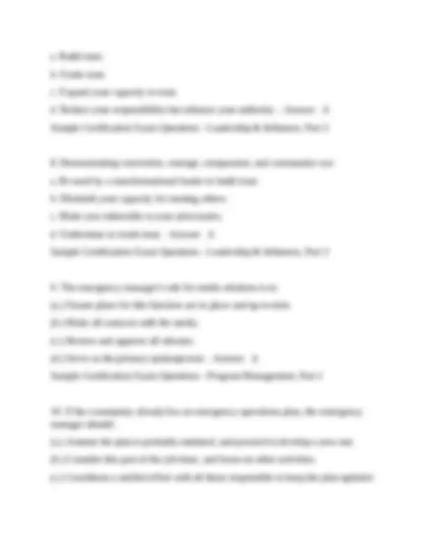 IAEM CEM/AEM Practice Exam Questions with Correct Answers | Exams Advanced Education | Docsity